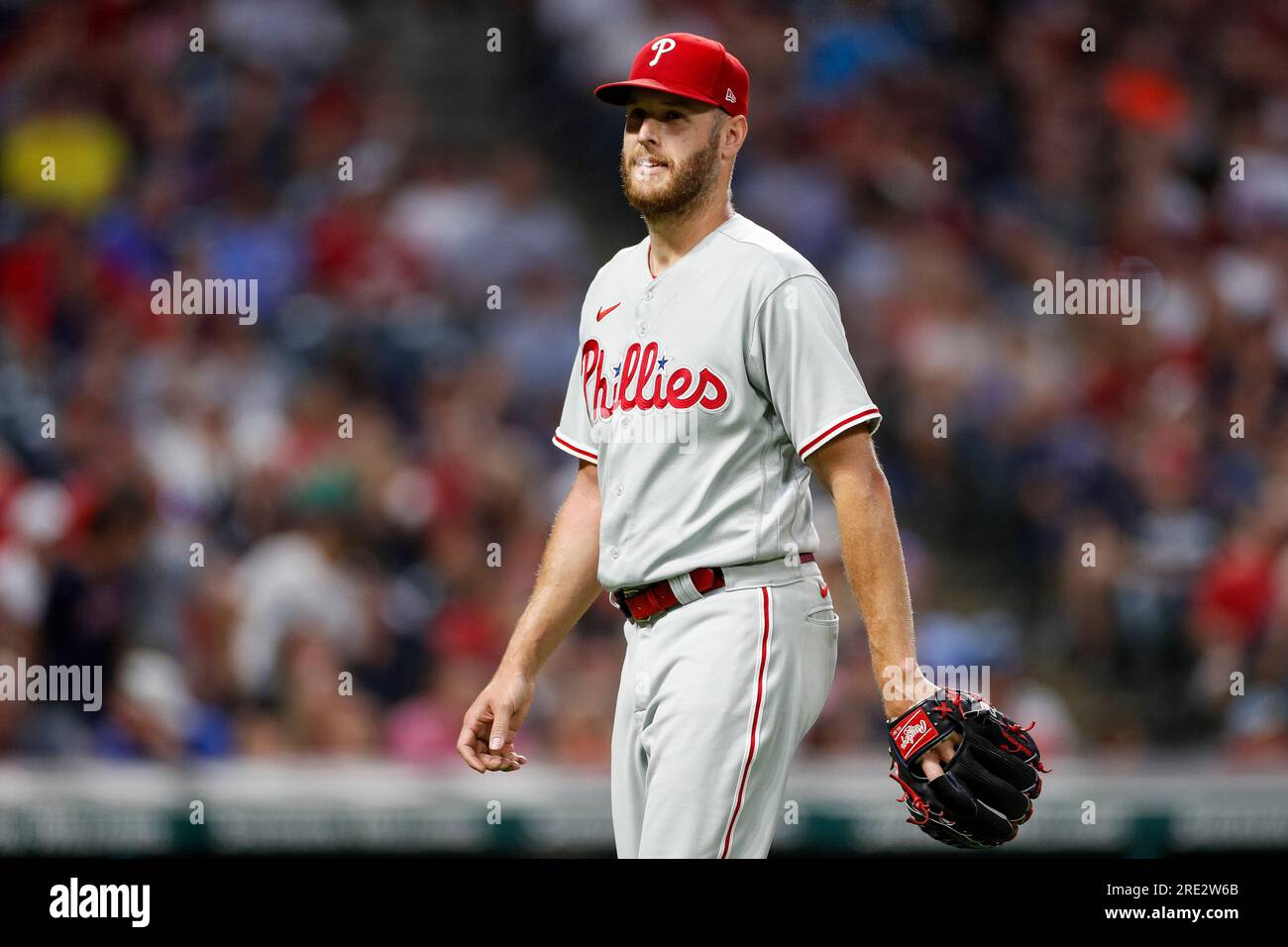 Philadelphia Phillies starting pitcher Zack Wheeler (45) smiles while ...