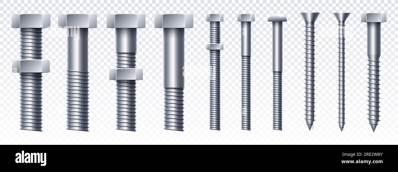 Set of steel hex bolts on copy space Stock Vector Image & Art - Alamy