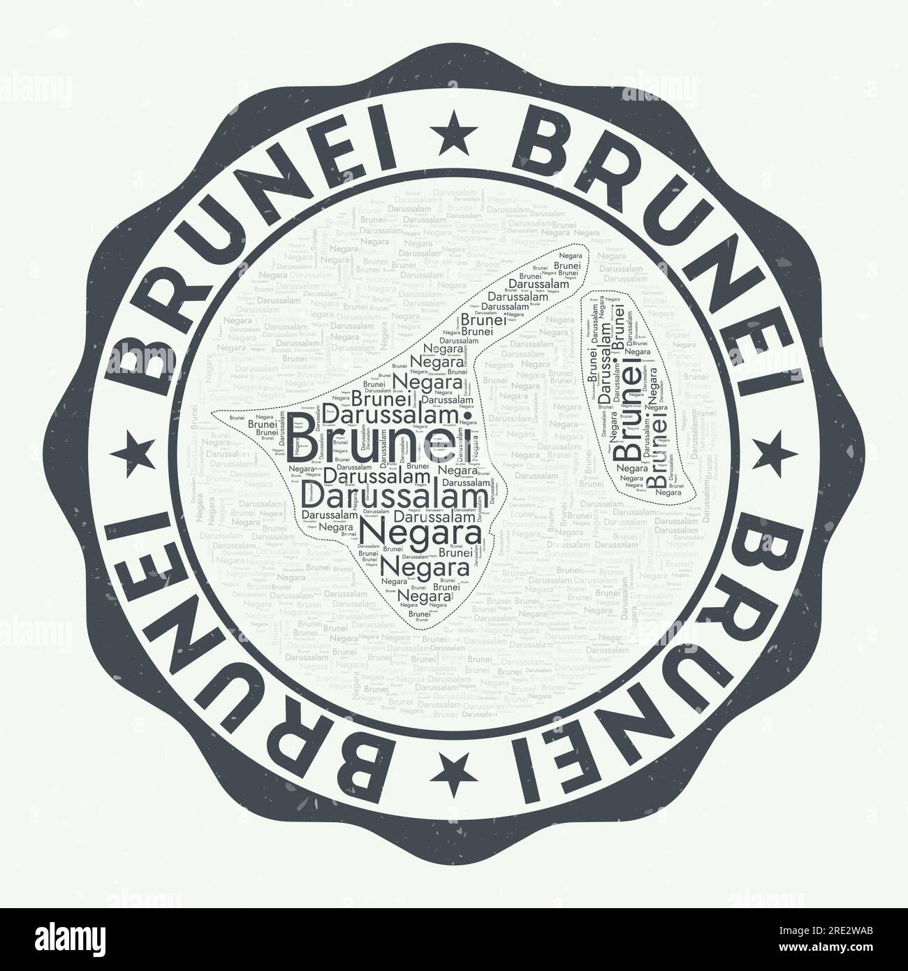Brunei logo. Awesome country badge with word cloud in shape of Brunei ...