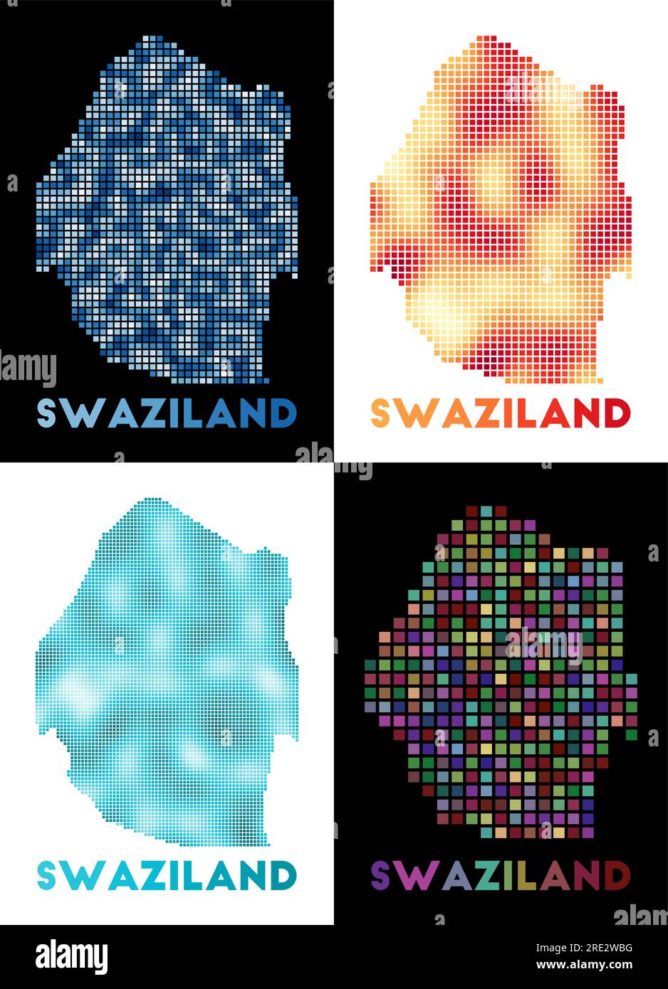 Swaziland map. Collection of maps of Swaziland in dotted style. Borders ...