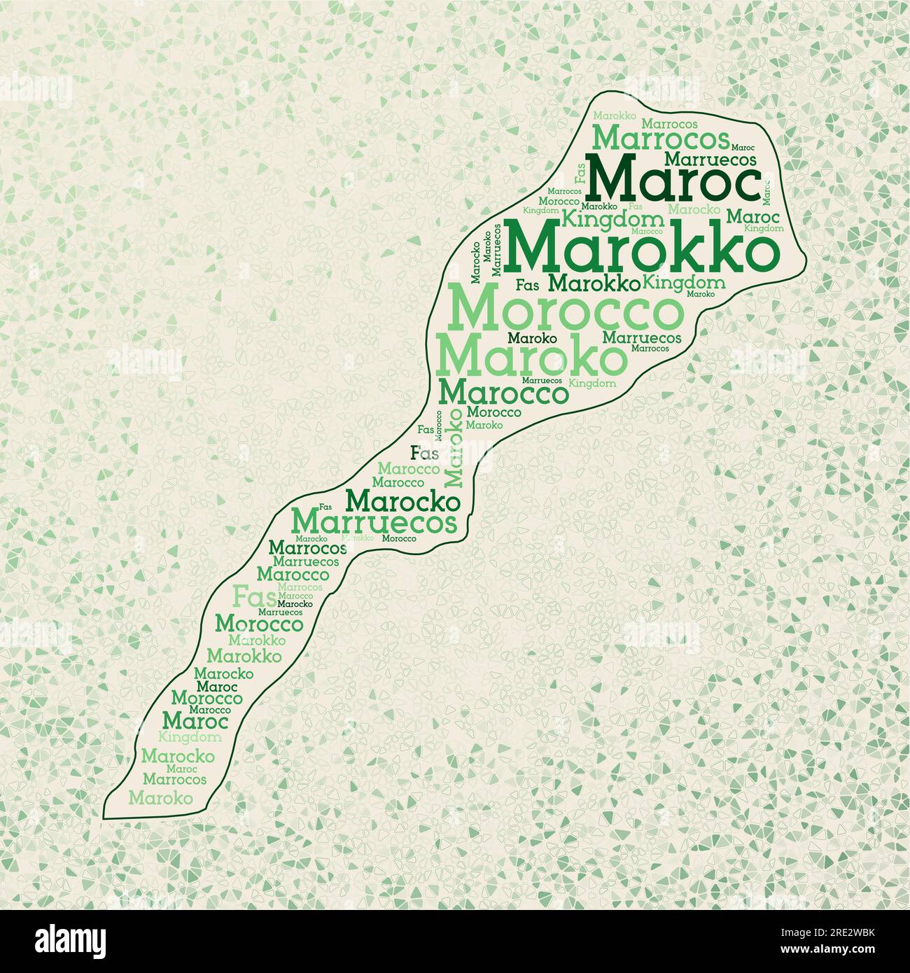 Morocco shape with country names word cloud in multiple languages ...