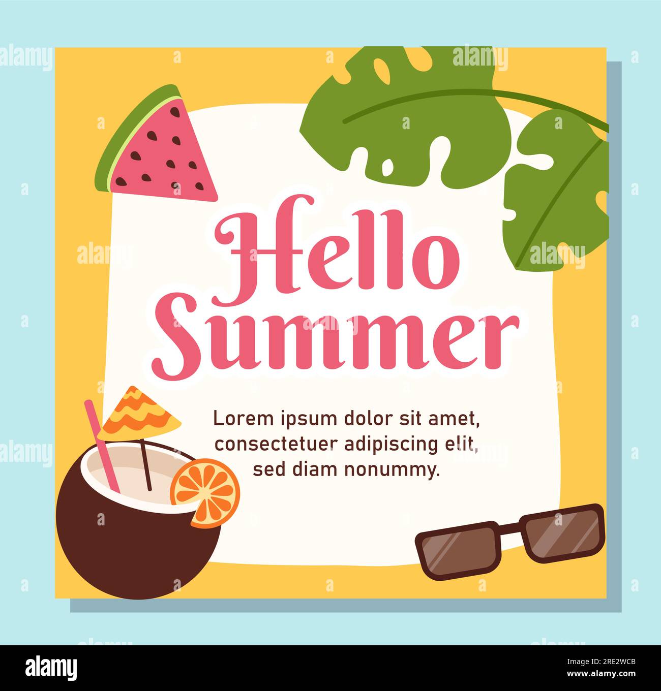 Hello summer holiday poster coconut hi-res stock photography and images ...