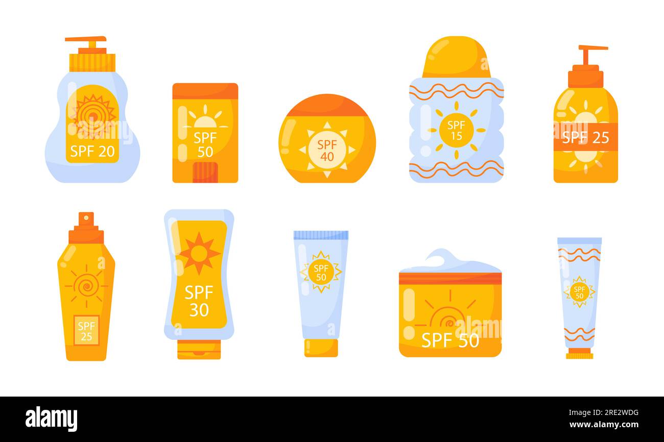 Set of sunscreen creams vector concept Stock Vector Image & Art - Alamy