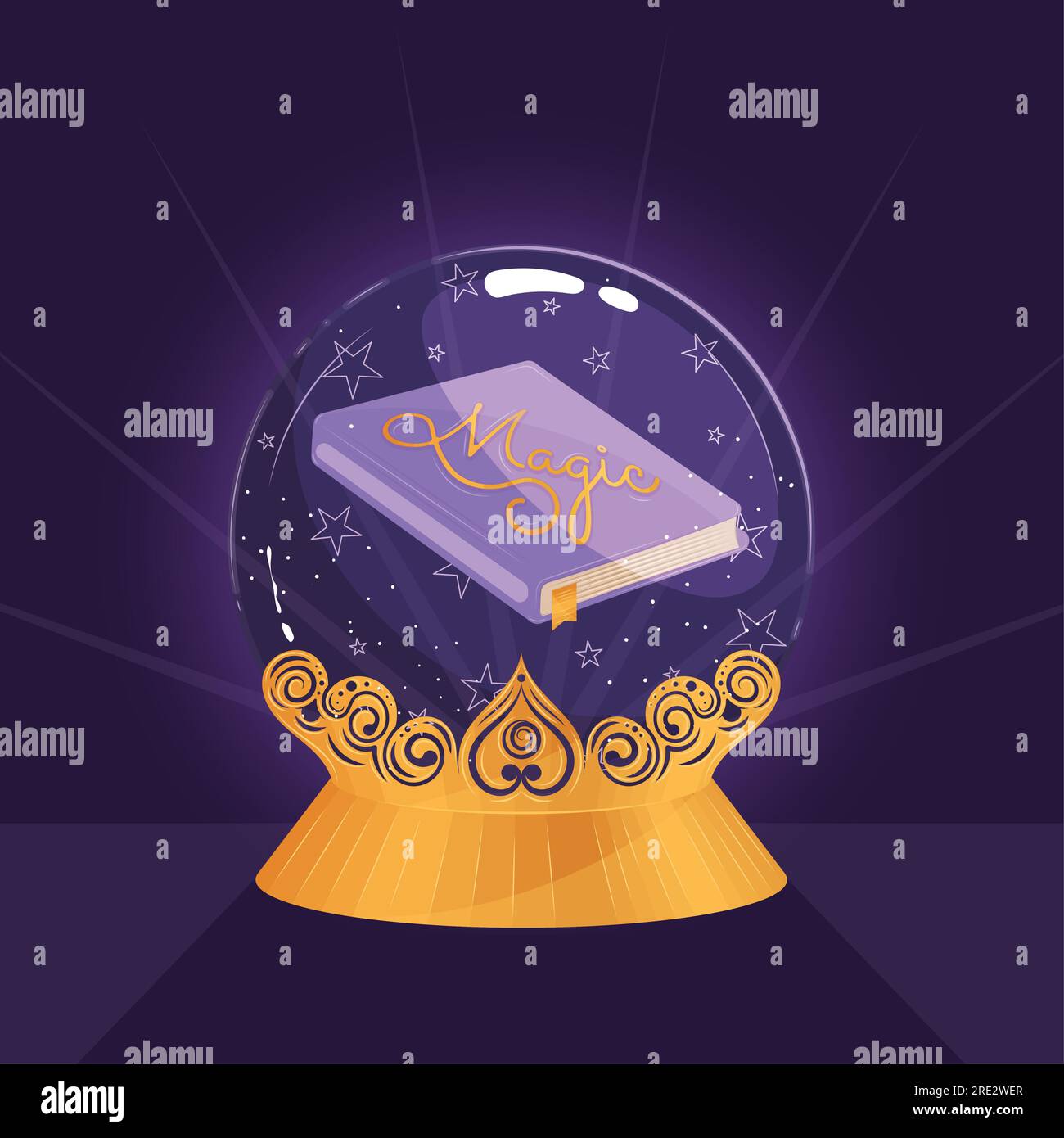 Isolated colored crystal ball with a book Vector Stock Vector Image ...