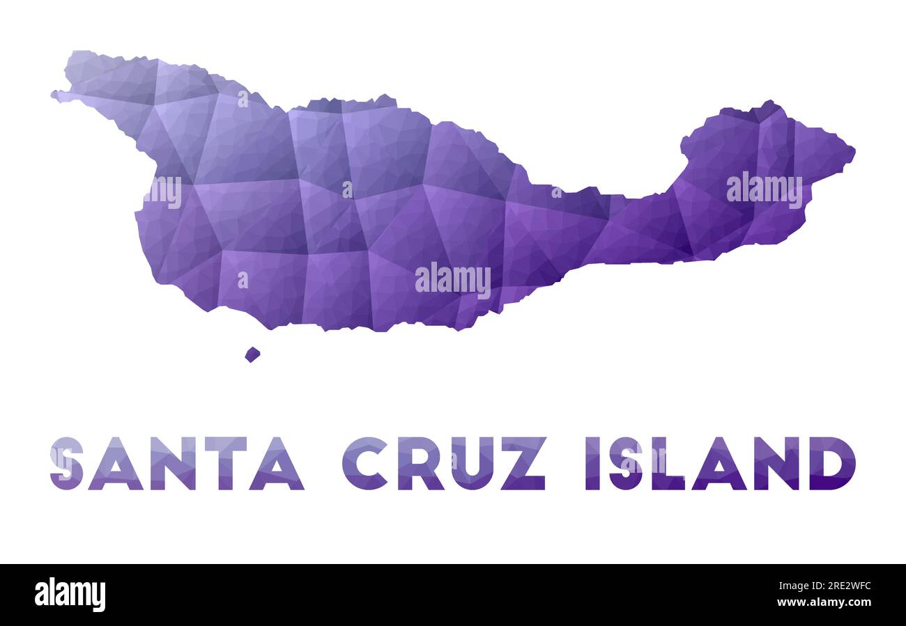 Map of Santa Cruz Island. Low poly illustration of the island. Purple ...