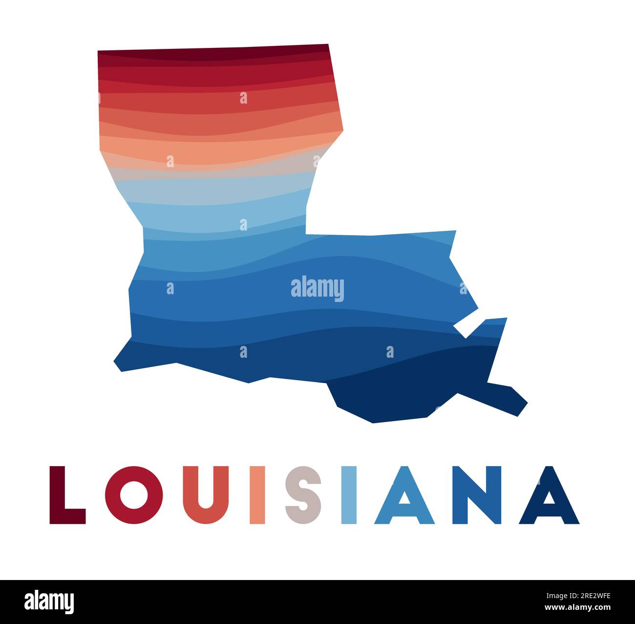 Louisiana map. Map of the US state with beautiful geometric waves in ...