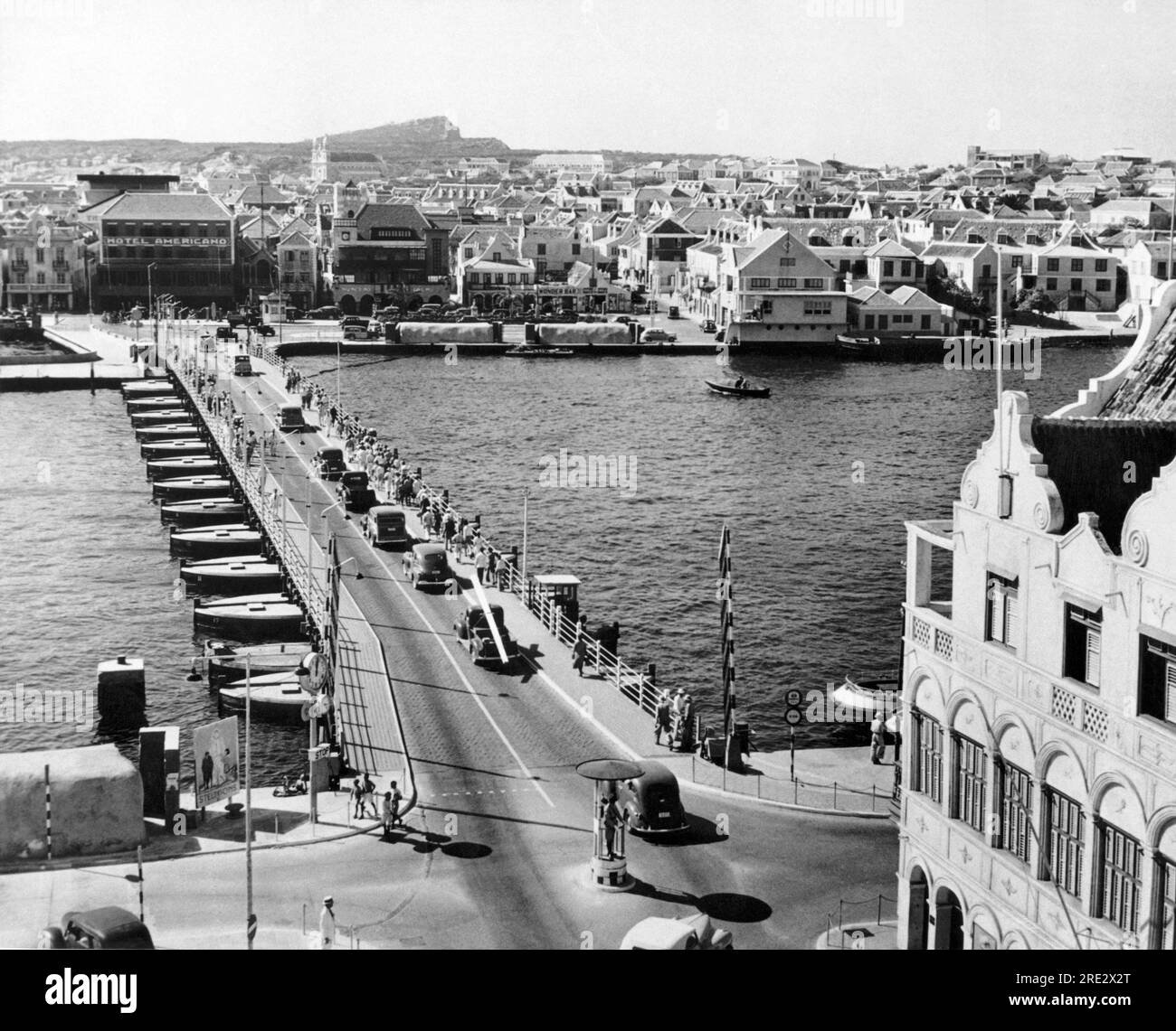 Curacao: November 20, 1942 A view of the pontoon bridge across the ...
