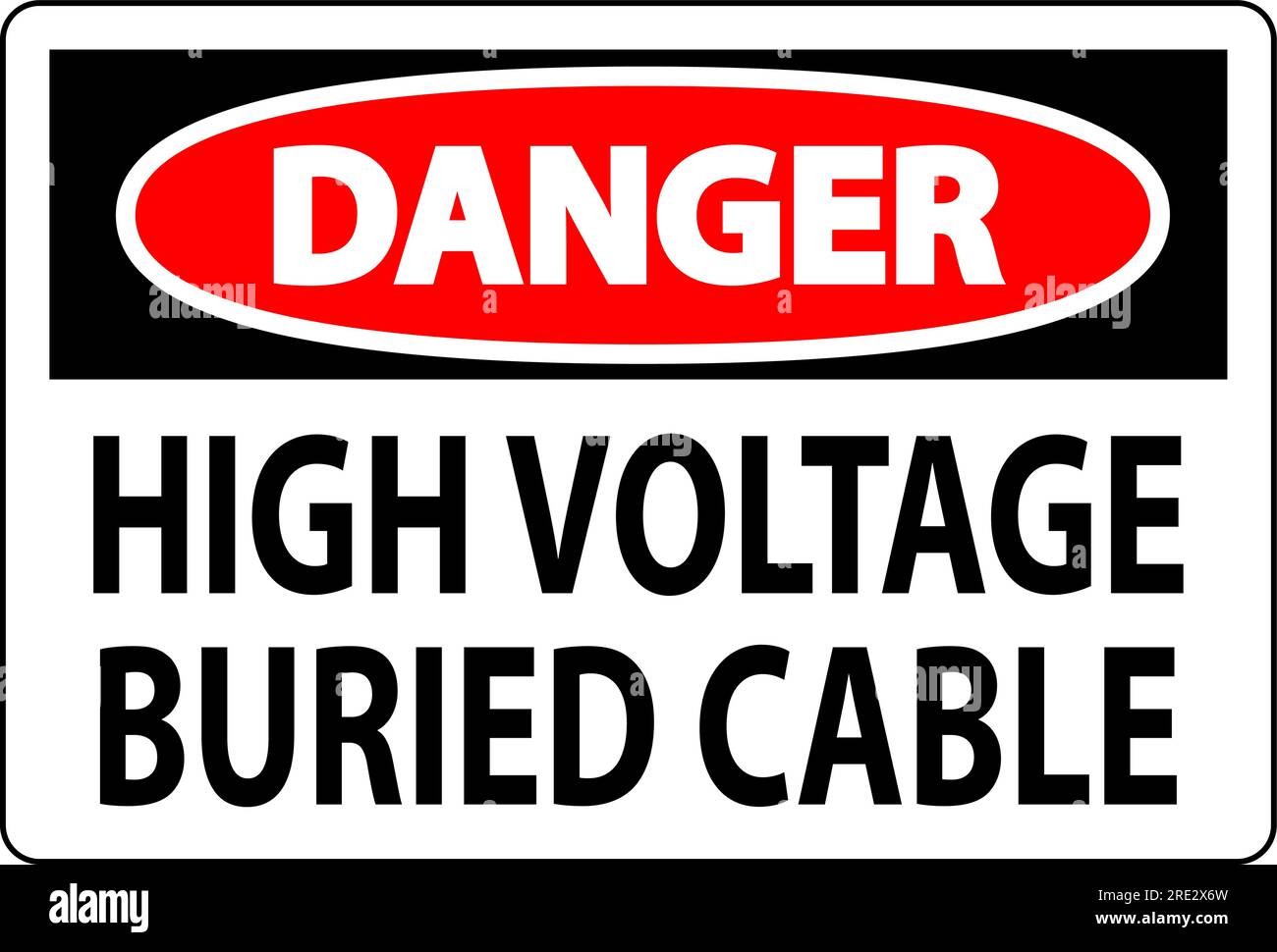 Danger Sign High Voltage Buried Cable On White Background Stock Vector ...
