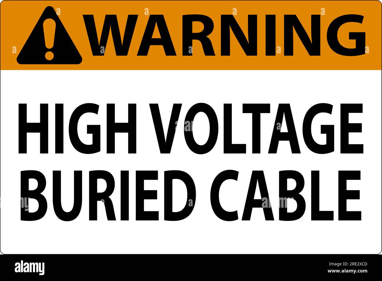 Warning Sign High Voltage Buried Cable On White Background Stock Vector ...