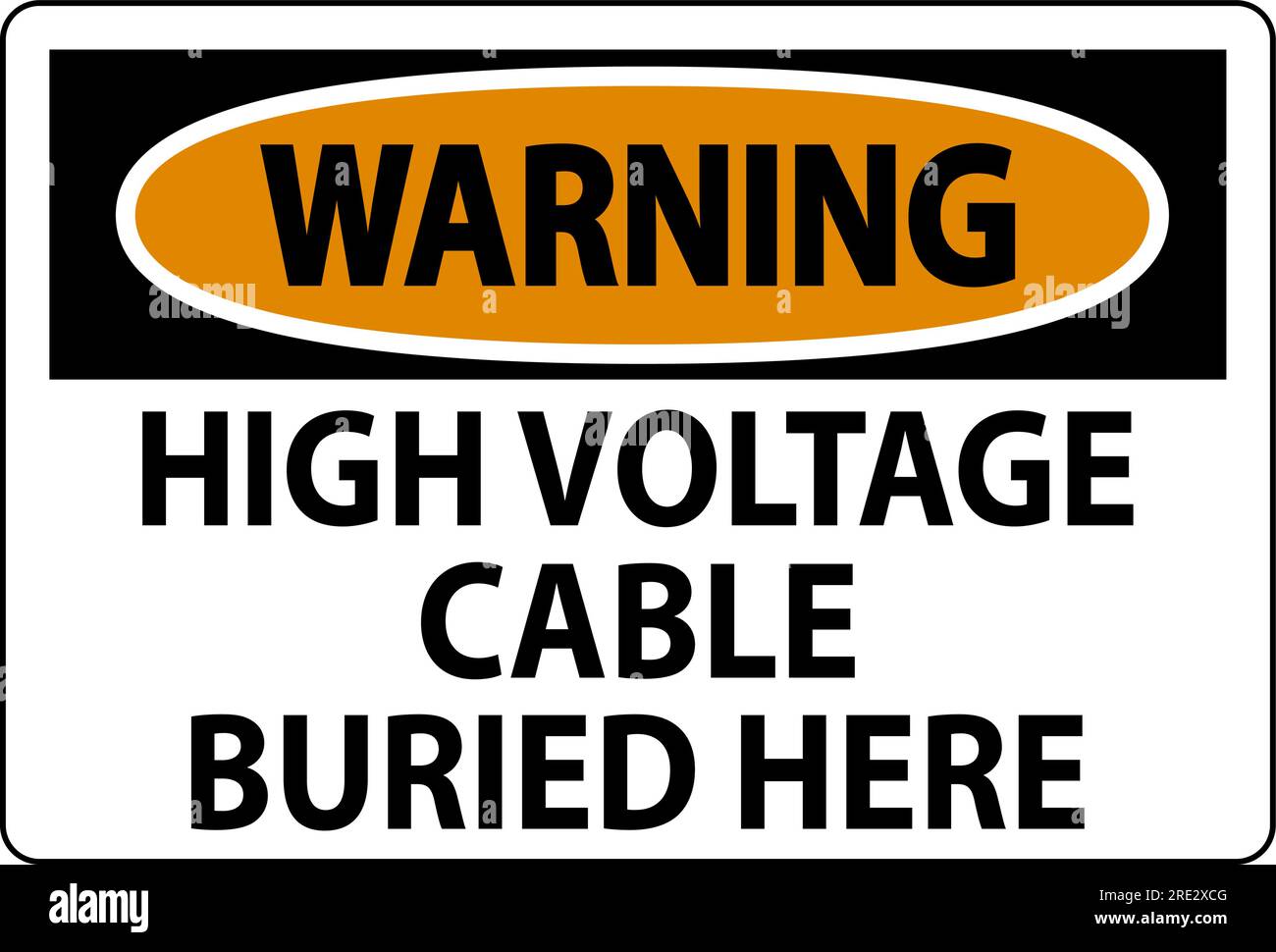 Warning Sign High Voltage Cable Buried Here On White Background Stock ...