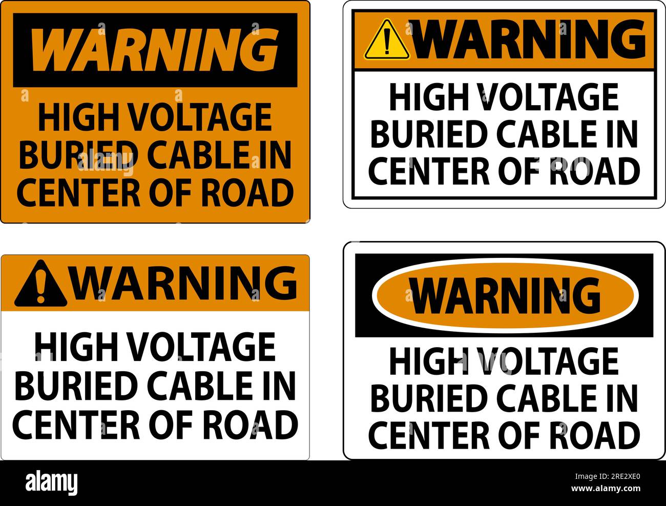 Warning Sign High Voltage Buried Cable In Center Of Road Stock Vector ...