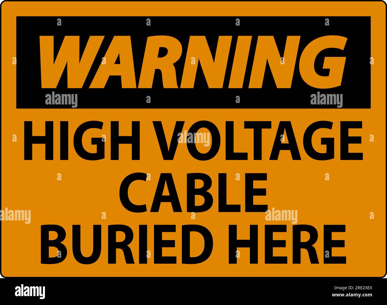 Warning Sign High Voltage Cable Buried Here On White Background Stock ...