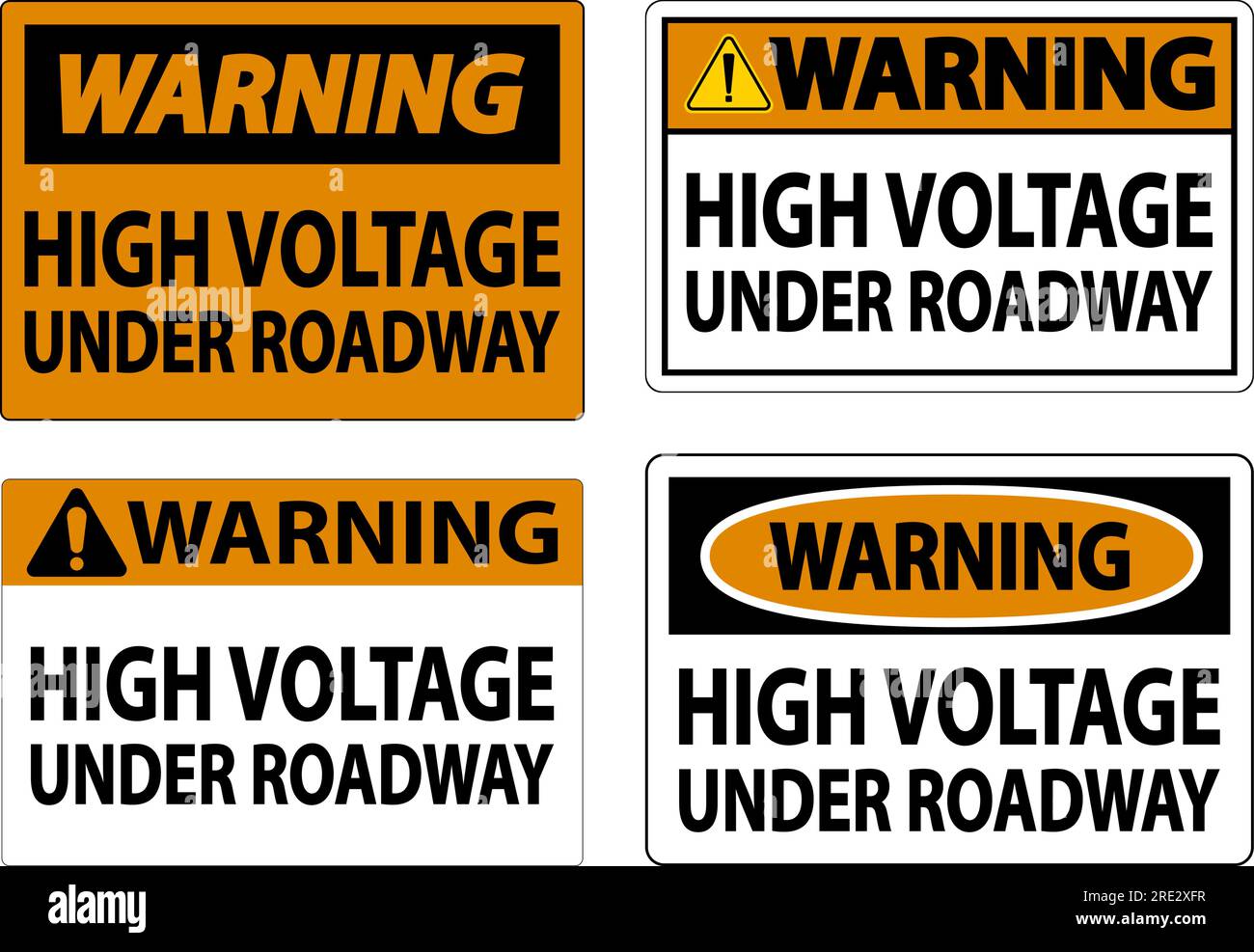 Warning Sign High Voltage Under Roadway Stock Vector Image & Art - Alamy