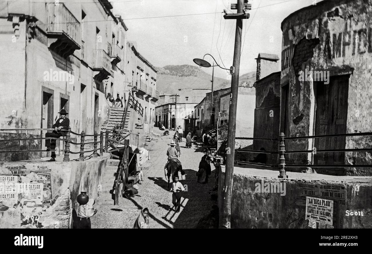 Guanajuato, Mexico c. 1900 A scene on Pastita Street in Guanajuato ...