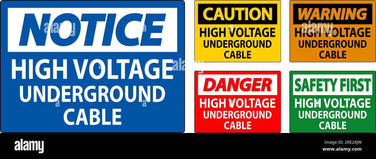 Danger Sign High Voltage Underground Cable Stock Vector Image & Art - Alamy