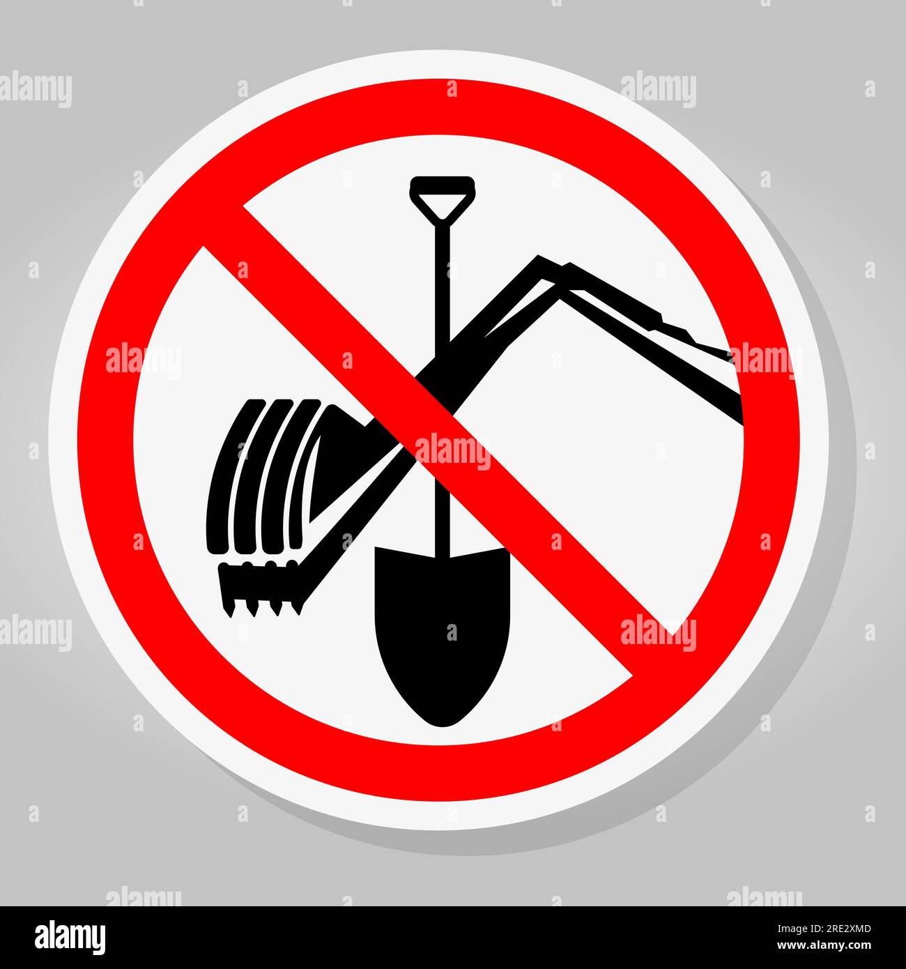 No Digging Sign, No Digging Spade and Crane Symbol Stock Vector Image ...