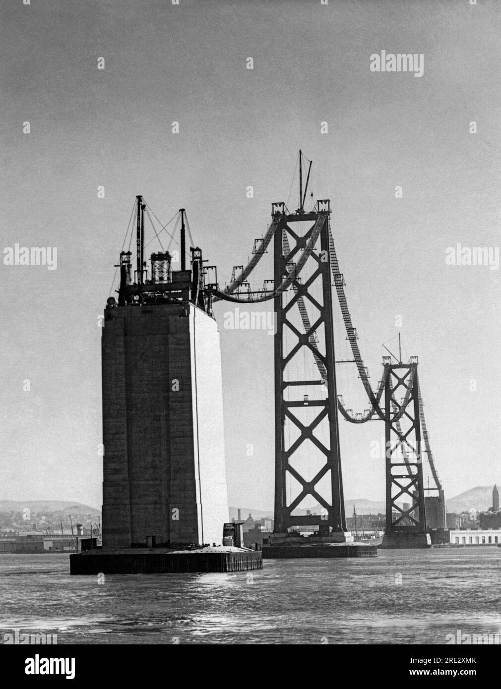 San Francisco, California: 1935 The catwalks for the construction of ...