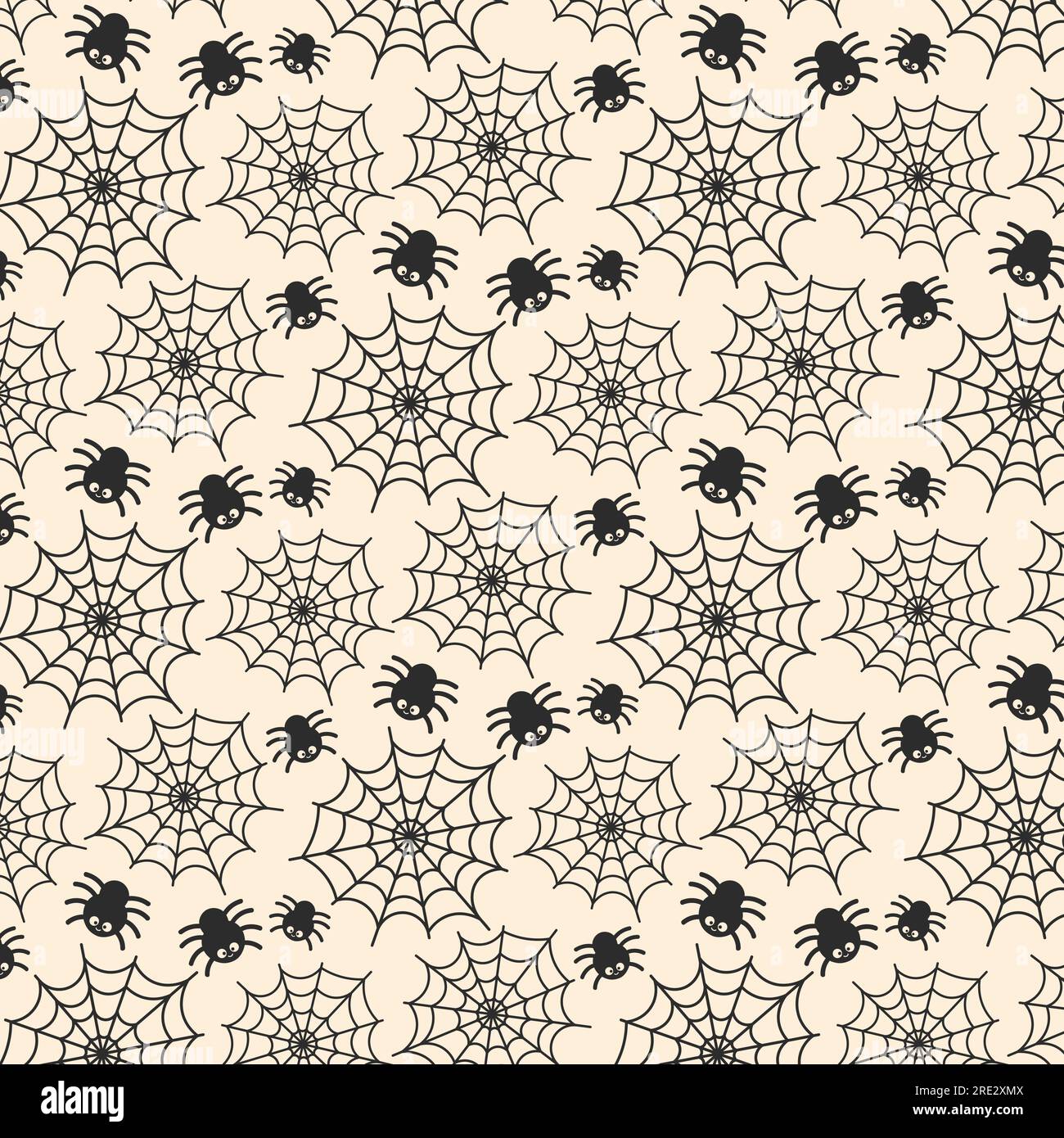 Monochrome Pattern With Spider And Webs. Vector Illustration For ...