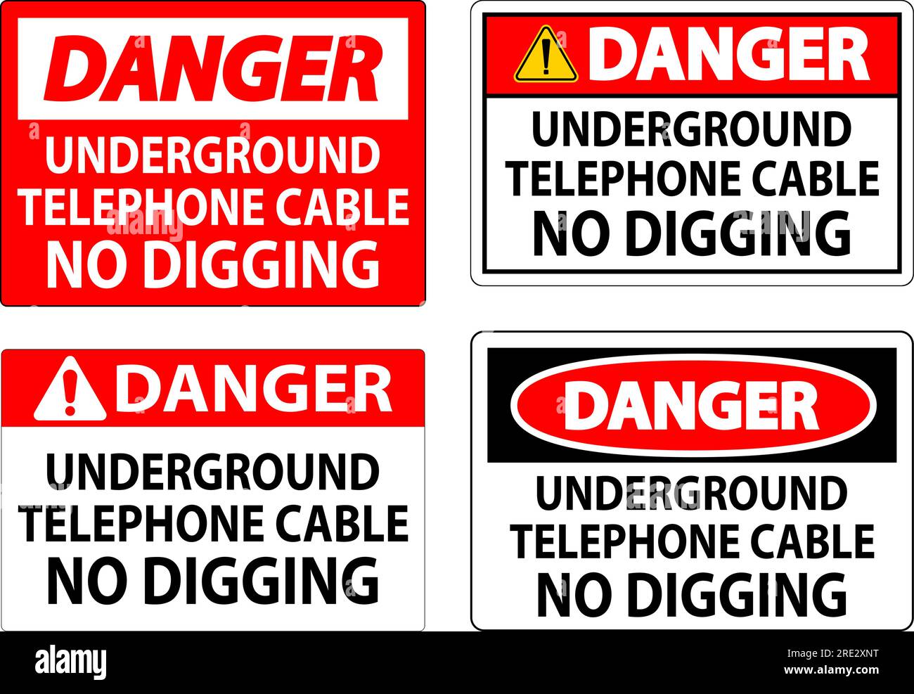 Danger Sign, Underground Telephone Cable No Digging Stock Vector Image ...