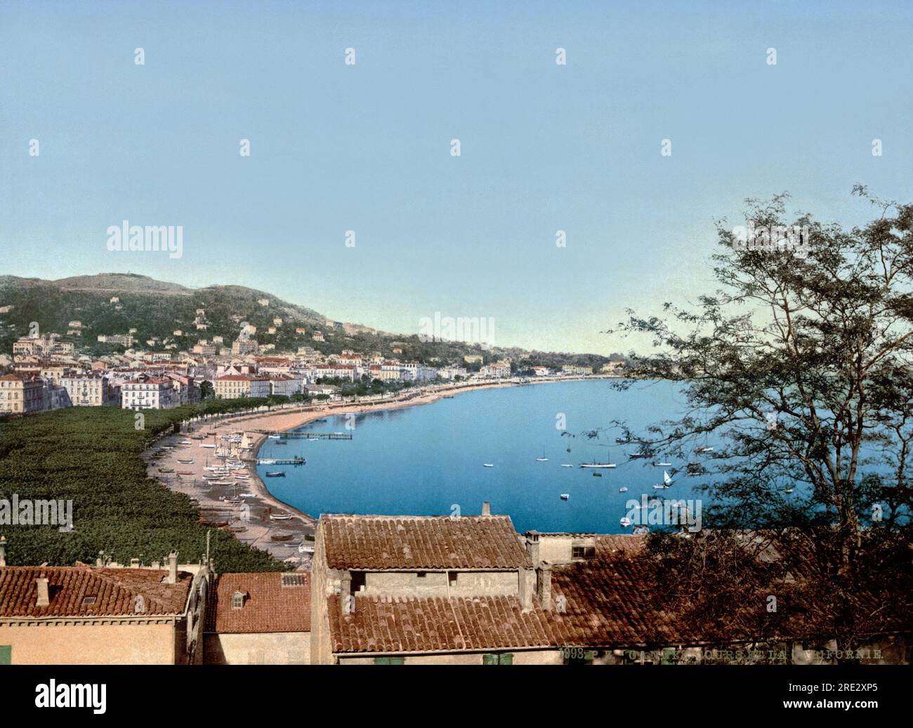 Cannes, France: c. 1890 A photochrome of the view of Cannes from Mont ...