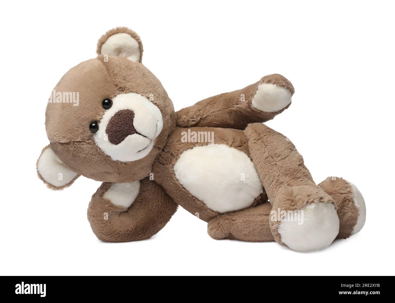 Cute teddy bear lying on white background Stock Photo - Alamy