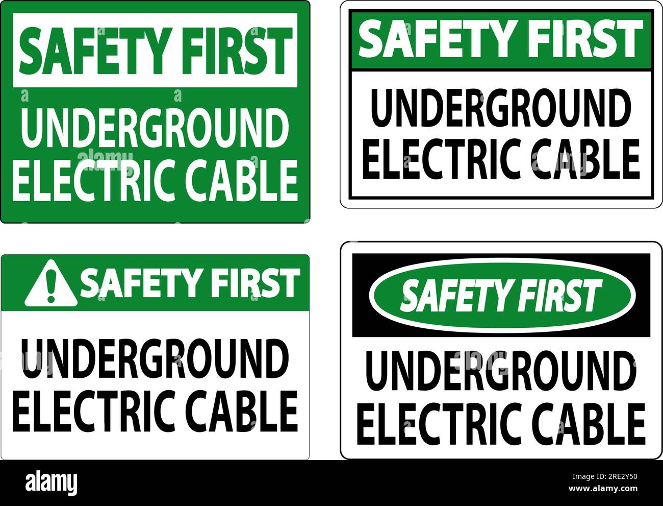 Safety First Sign, Underground Electric Cable Stock Vector Image & Art ...