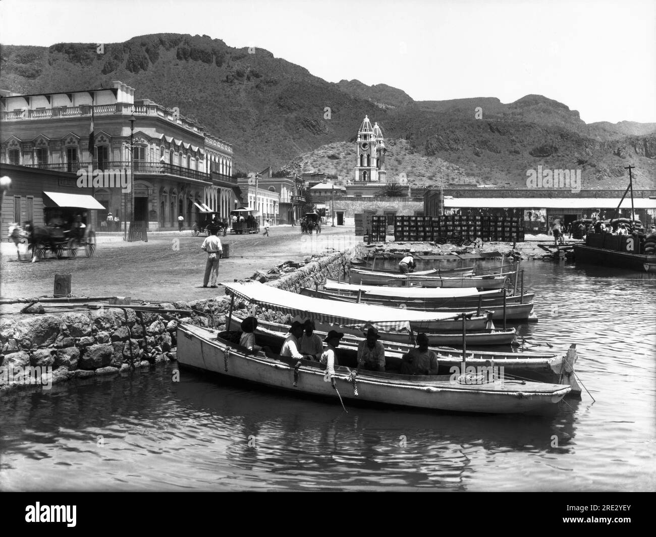 Guaymas, Mexico: c. 1900 The boat landing on the Sea of Cortez in ...