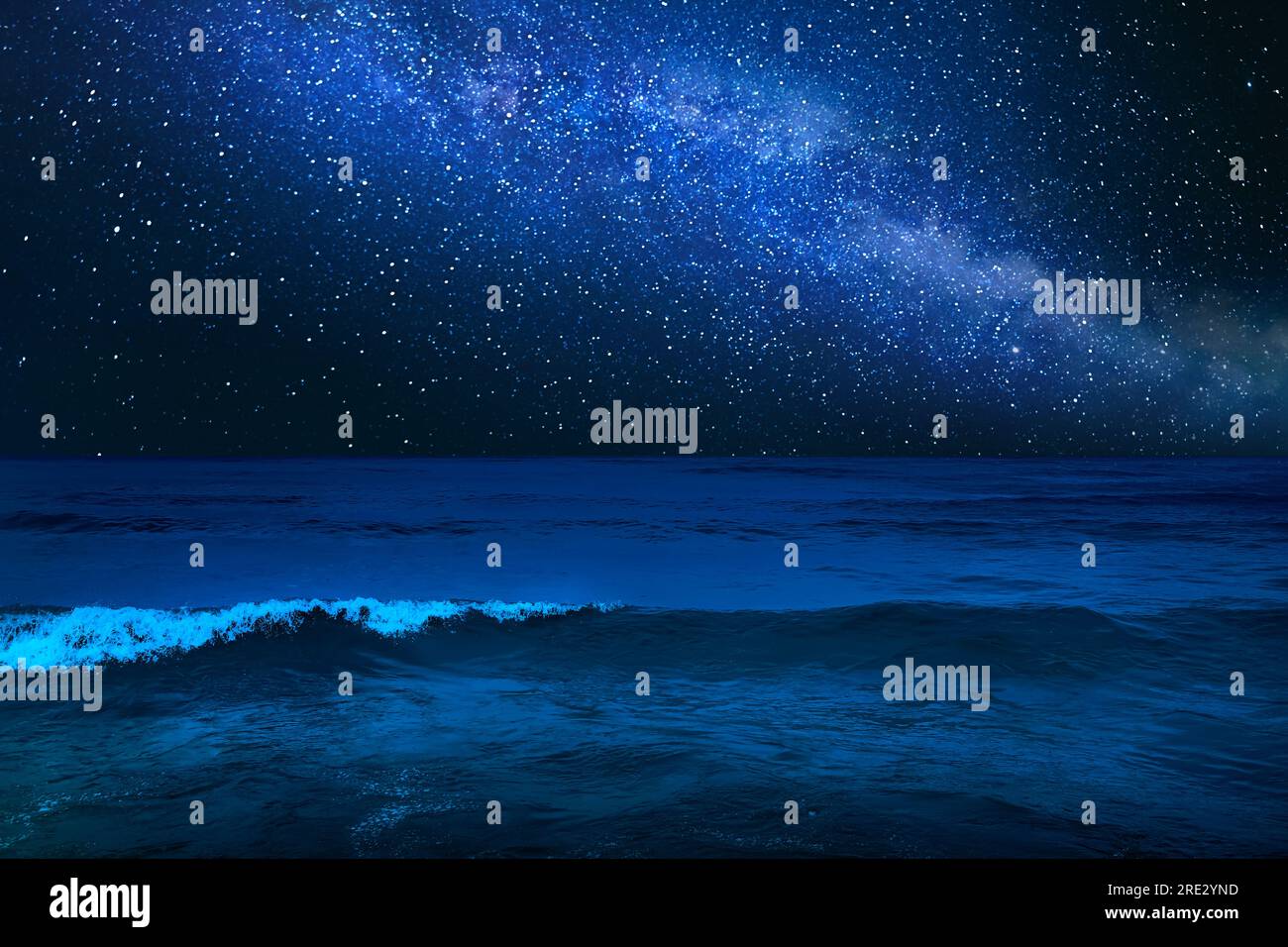 Amazing starry sky over sea at night Stock Photo - Alamy