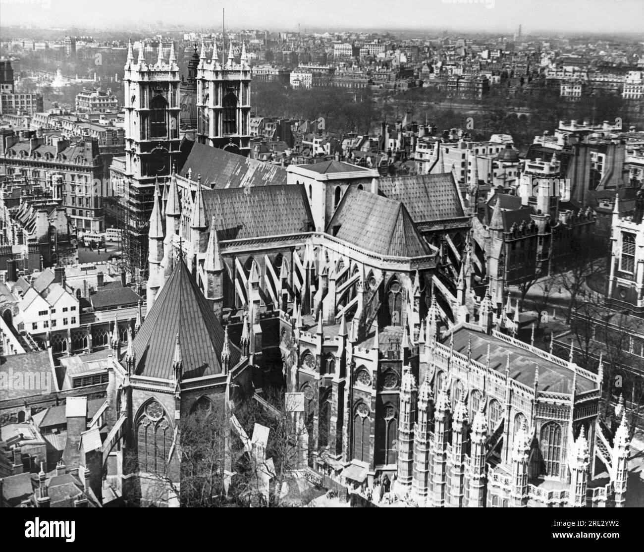 Abbey and rooftops Black and White Stock Photos & Images - Alamy