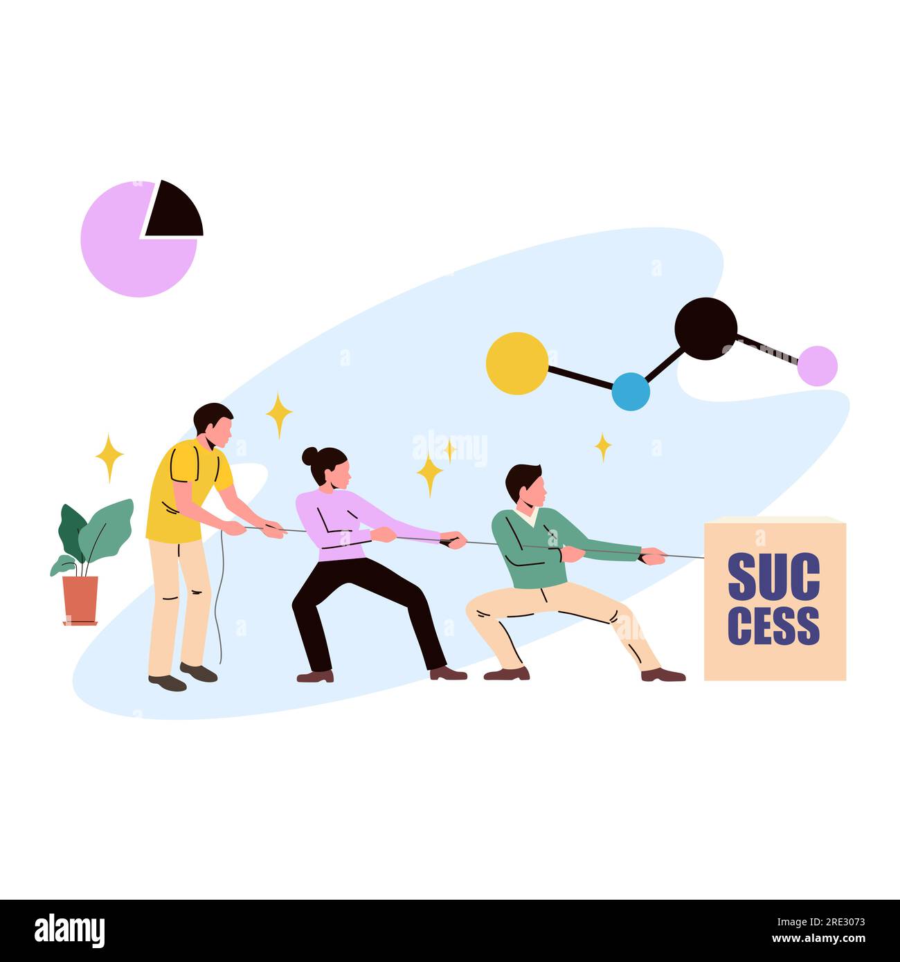A group of employee pulling the success box illustration of business ...