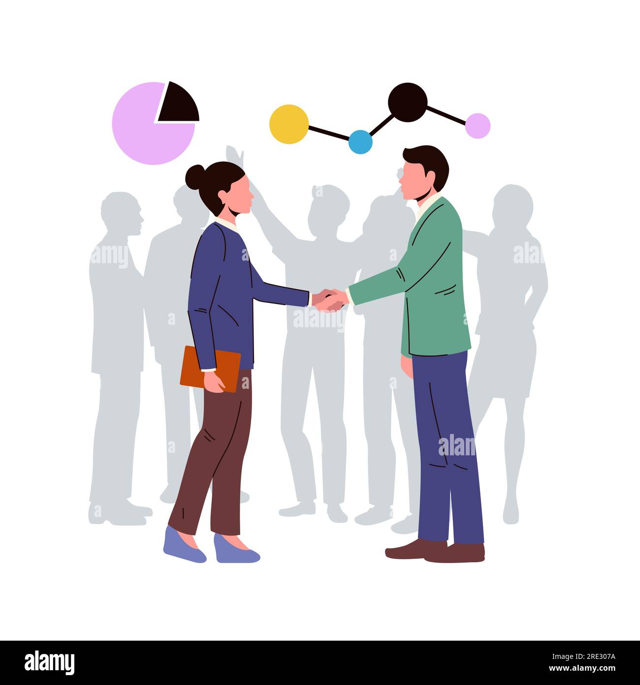 Business people shaking hands, flat vector illustration isolated on ...