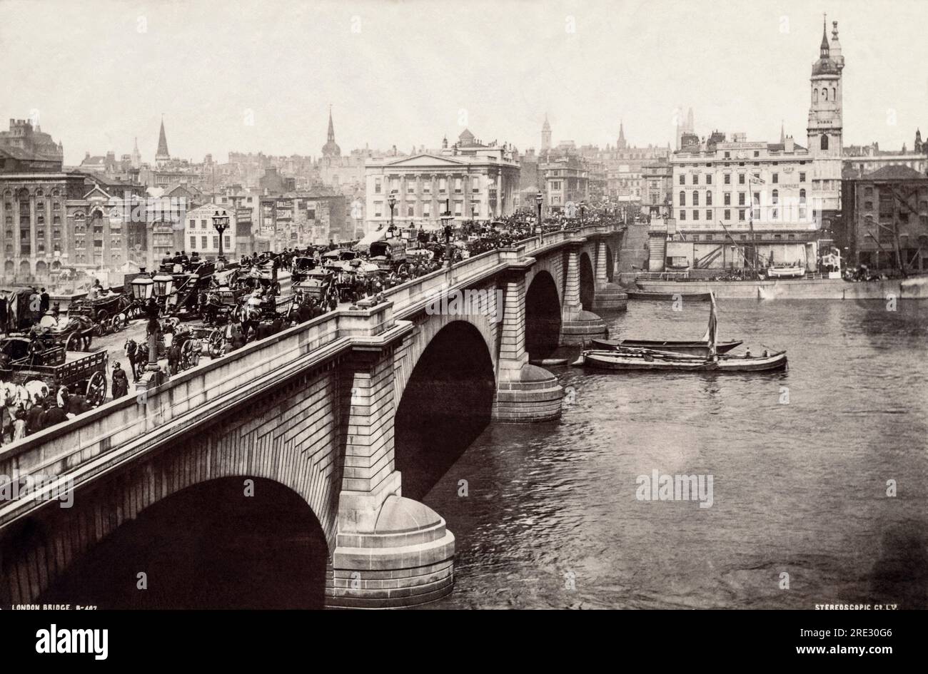 London, England: 1894 Wagons, carts and pedestrian traffic on the ...