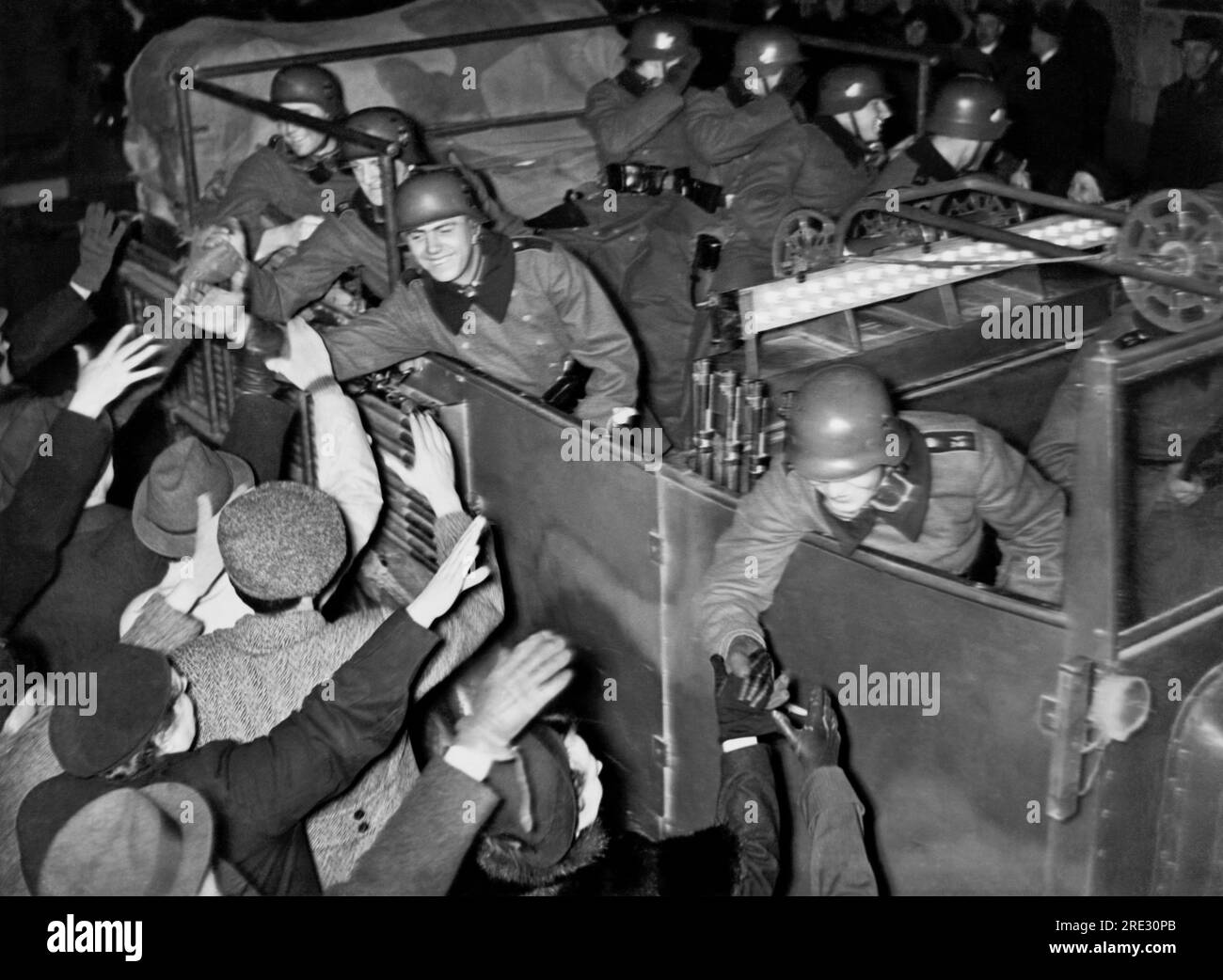 Vienna, Austria: March 3, 1938 Austrians welcoming German troops into ...