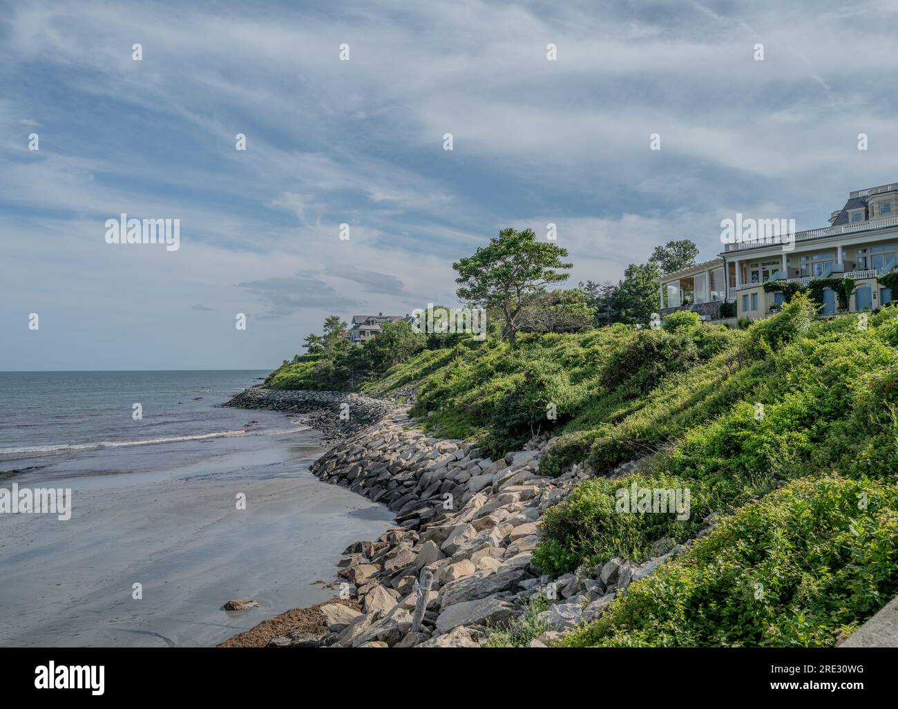 NEWPORT, R.I. – July 22, 2023: The Newport, Rhode Island shoreline is ...