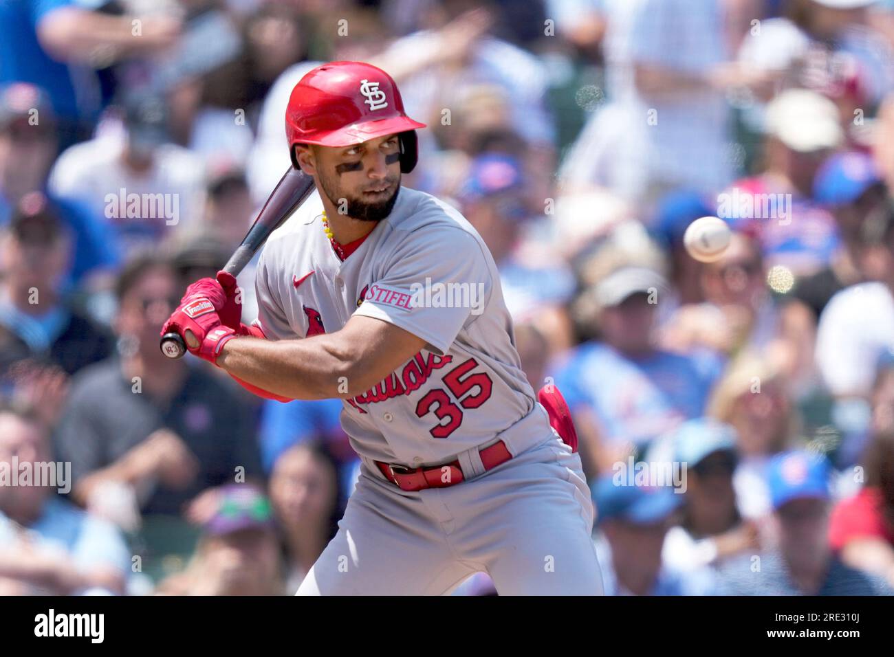 St. Louis Cardinals' Jose Fermin eyes the ball during a baseball game ...