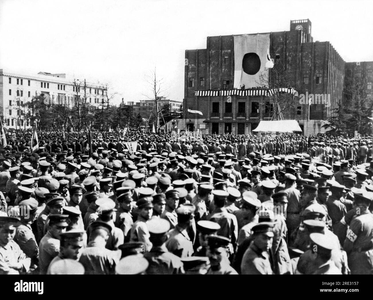 Tokyo, Japan: May 18, 1933 Japanese Reservists at Hibiya Park in Tokyo ... Tokyo, Japan: May 18, 1933 Japanese Reservists at Hibiya Park in Tokyo ...