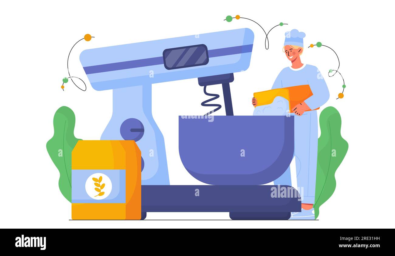 Baker with machine vector concept Stock Vector Image & Art - Alamy