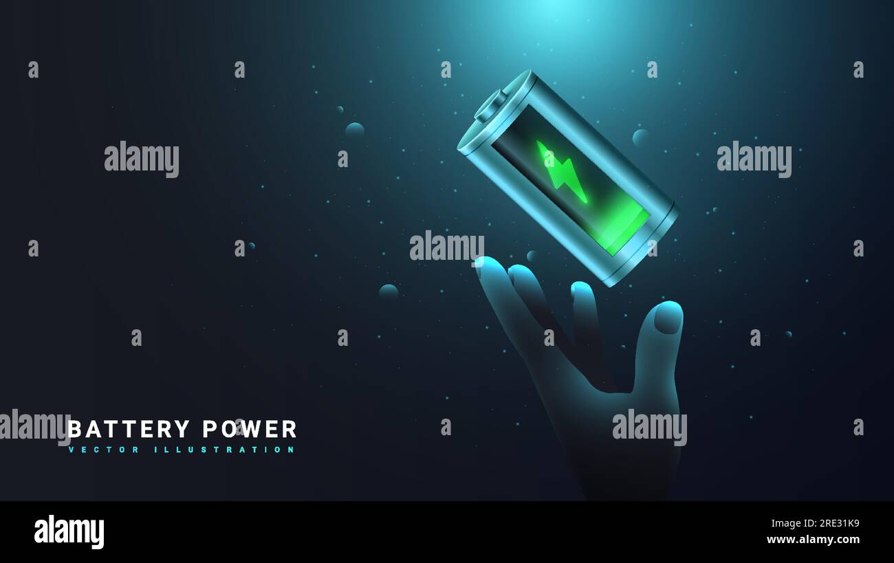 Battery power realistic vector banner Stock Vector Image & Art - Alamy