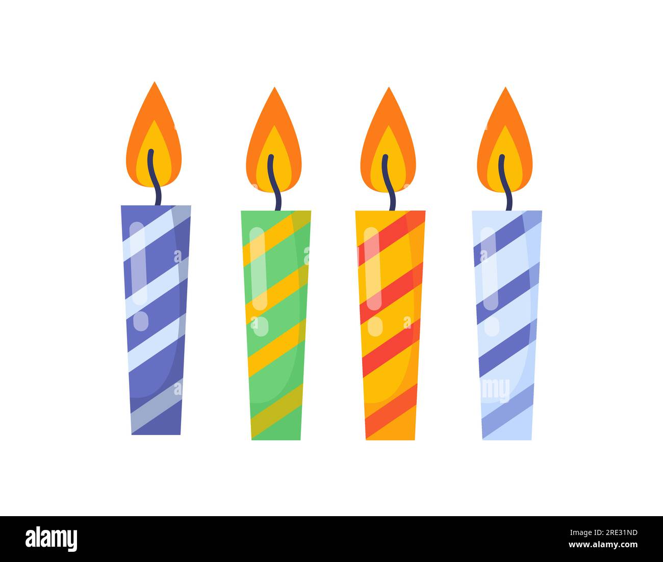 Birthday cake with candles lit Stock Vector Images - Alamy