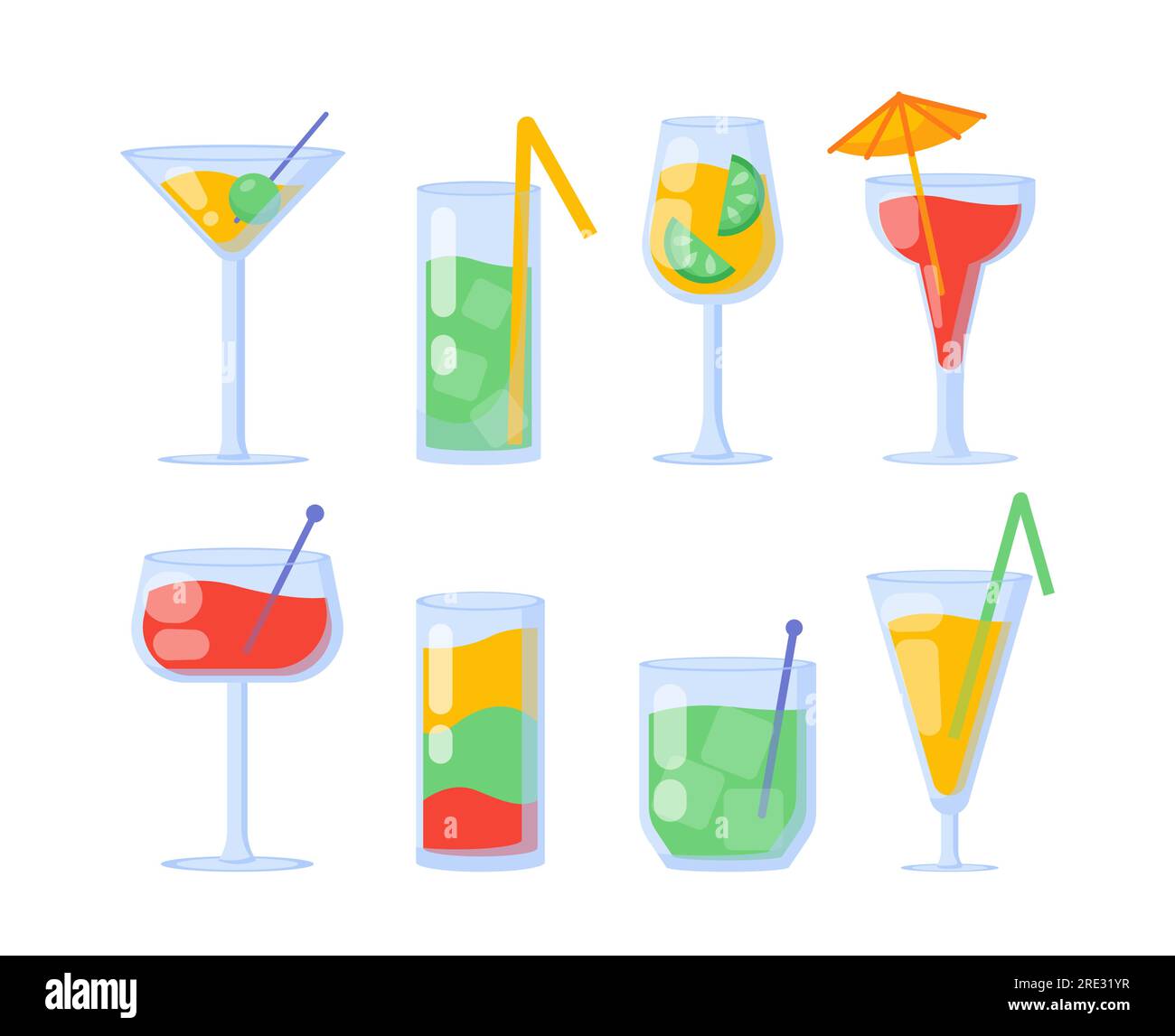 Set of cocktails in glasses vector concept Stock Vector Image & Art - Alamy