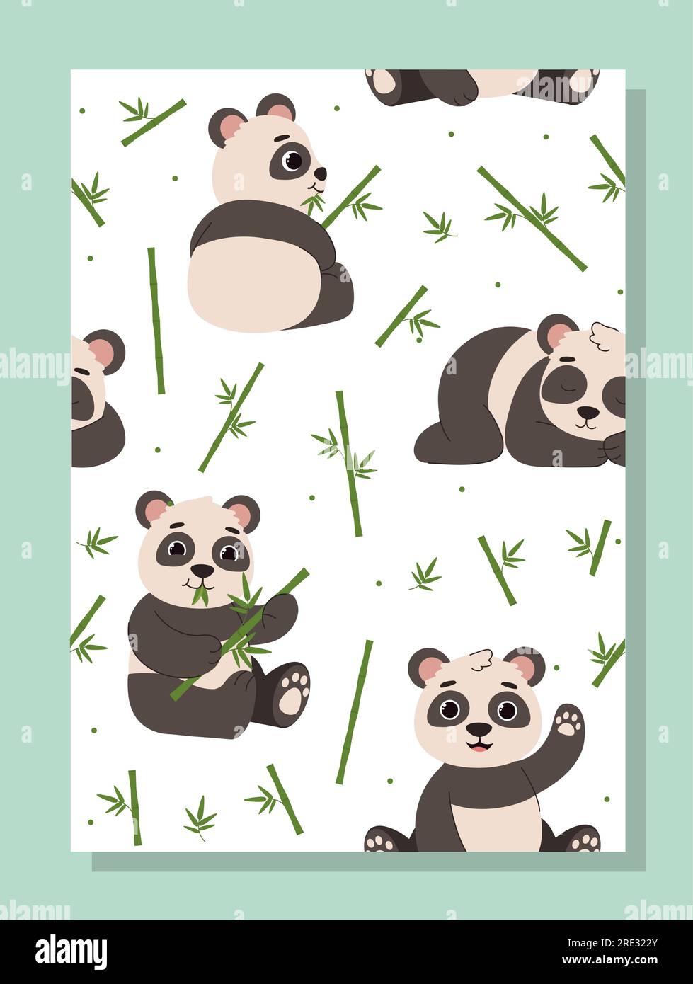 Poster with cute pandas vector concept Stock Vector Image & Art - Alamy