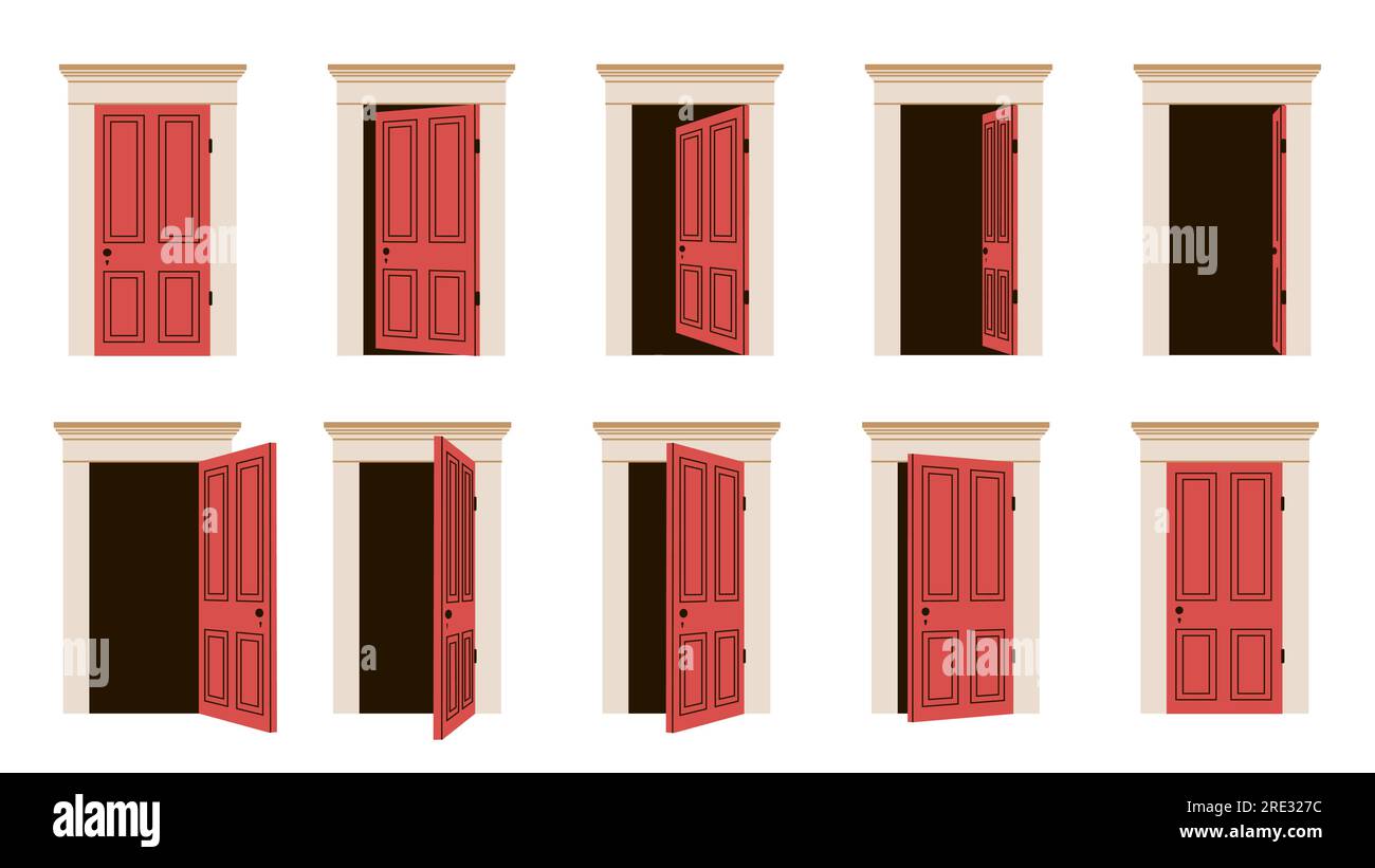 Door opening and closing set vector Stock Vector Image & Art - Alamy