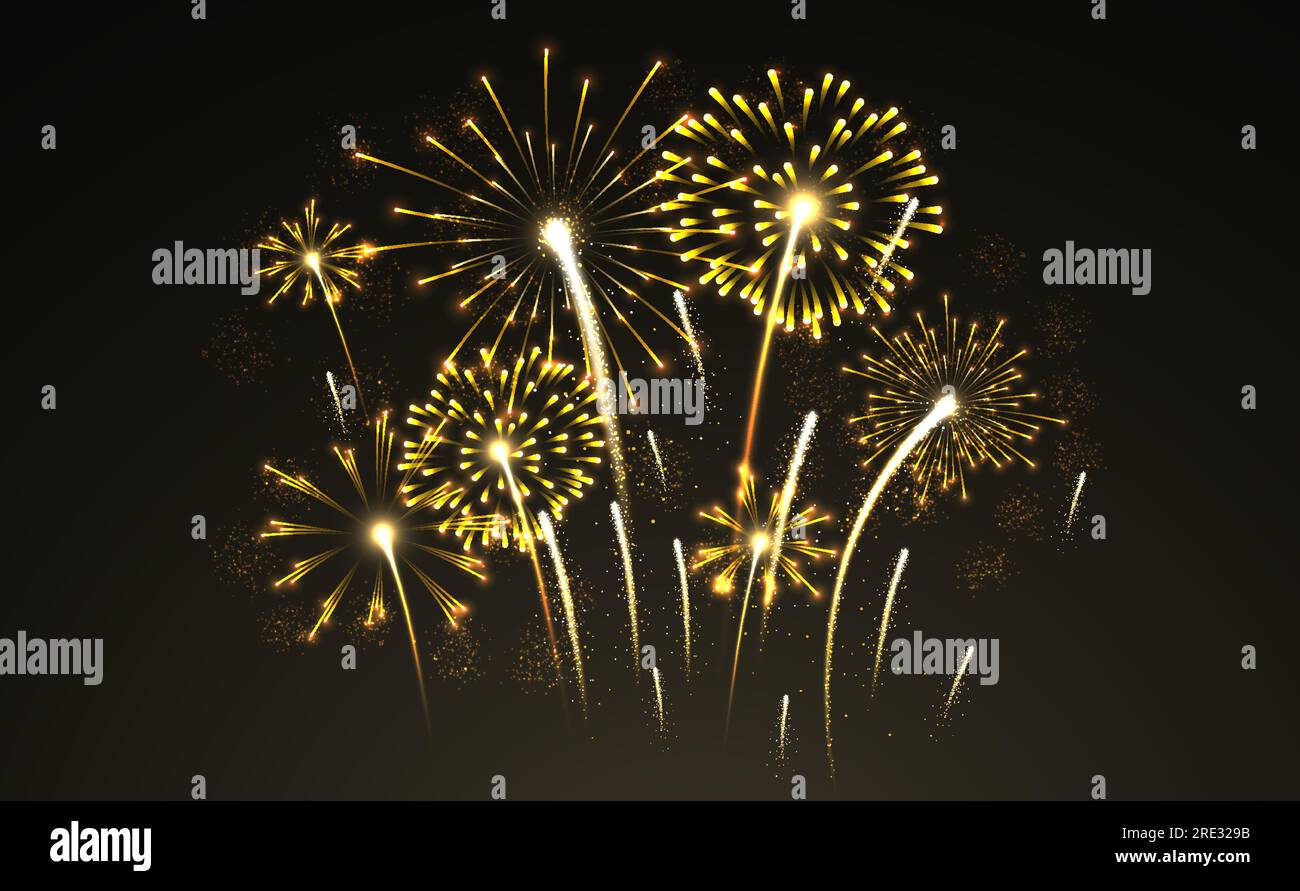 Gold exploding fireworks Stock Vector Images - Alamy