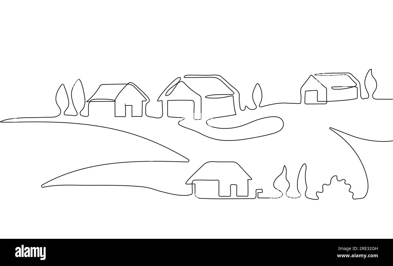 Rural house landscape hand Cut Out Stock Images & Pictures - Alamy