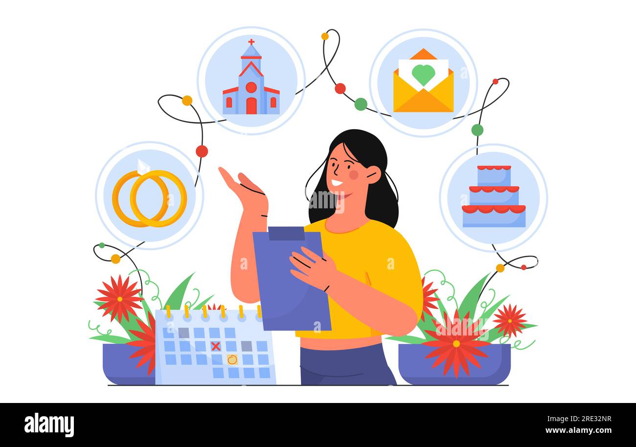 Woman event management vector plan planner hi-res stock photography and ...