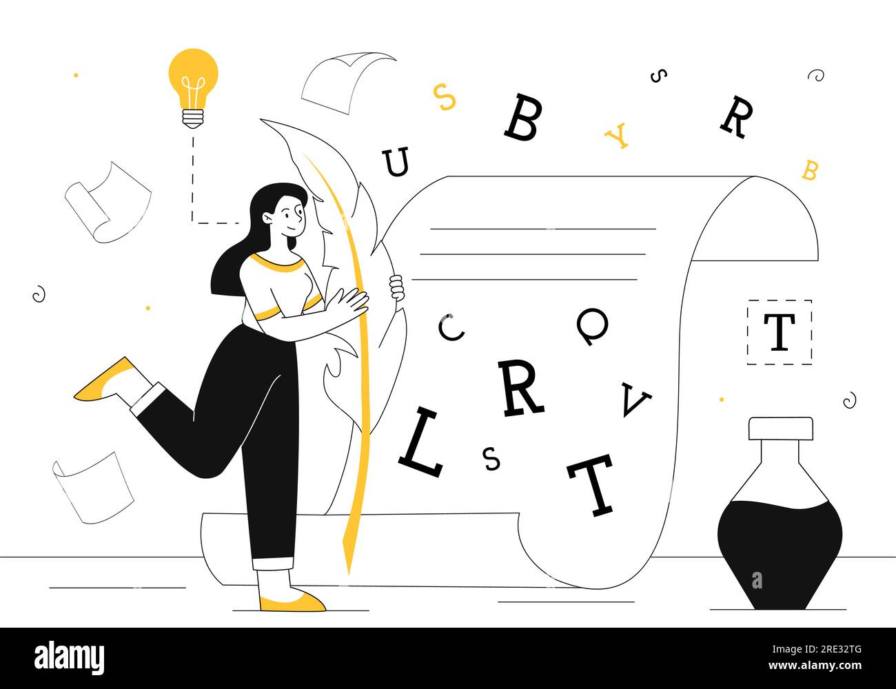 Woman with poetry line vector concept Stock Vector Image & Art - Alamy