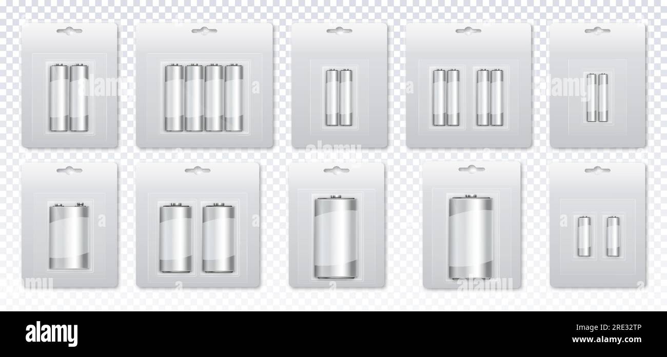 Set of silver packages with batteries vector concept Stock Vector Image ...