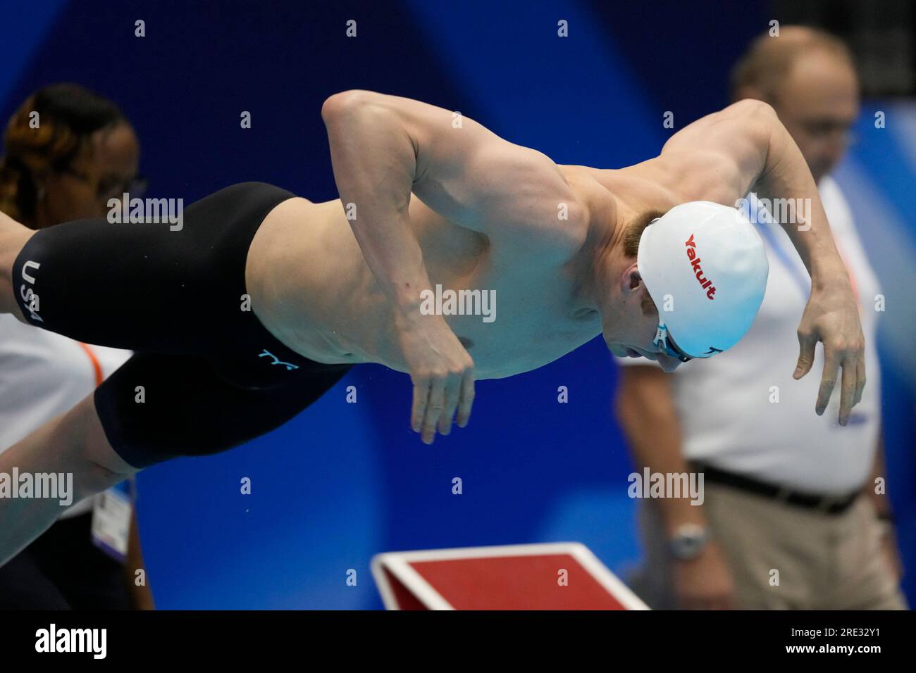 Nic Fink of USA competes in the Men's 50m breaststroke at the World ...