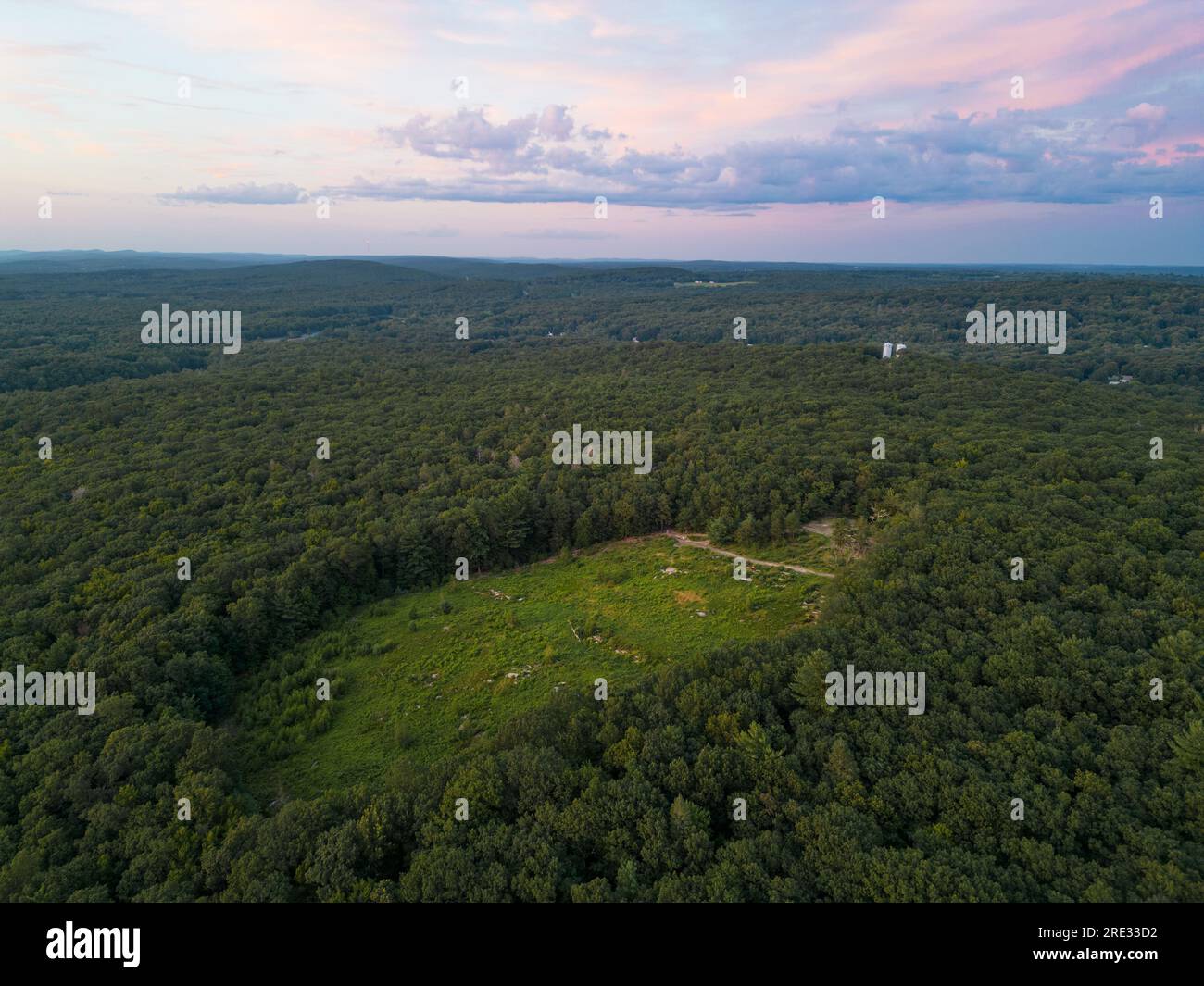 Case Mountain in Manchester CT Golden Hour Sunset at Summit Wide Shot ...