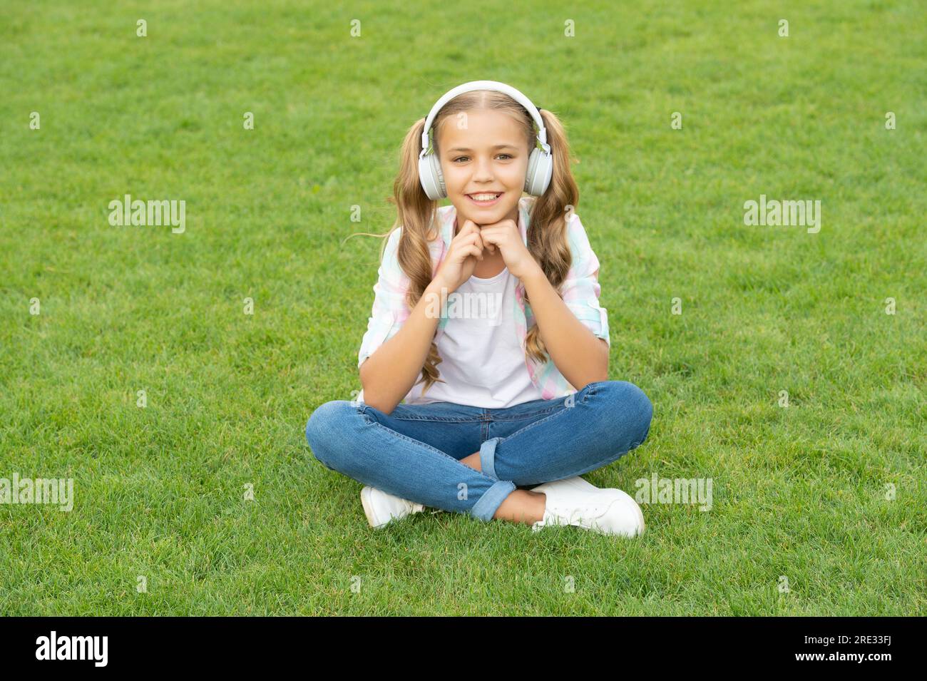 teen girl listen to music. sense of harmony. happy childhood. lifestyle ...